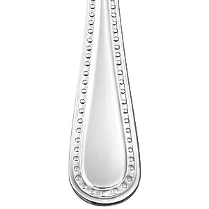 Amazon Basics Stainless Steel Dinner Spoons with Pearled Edge, Set of 12, Silver