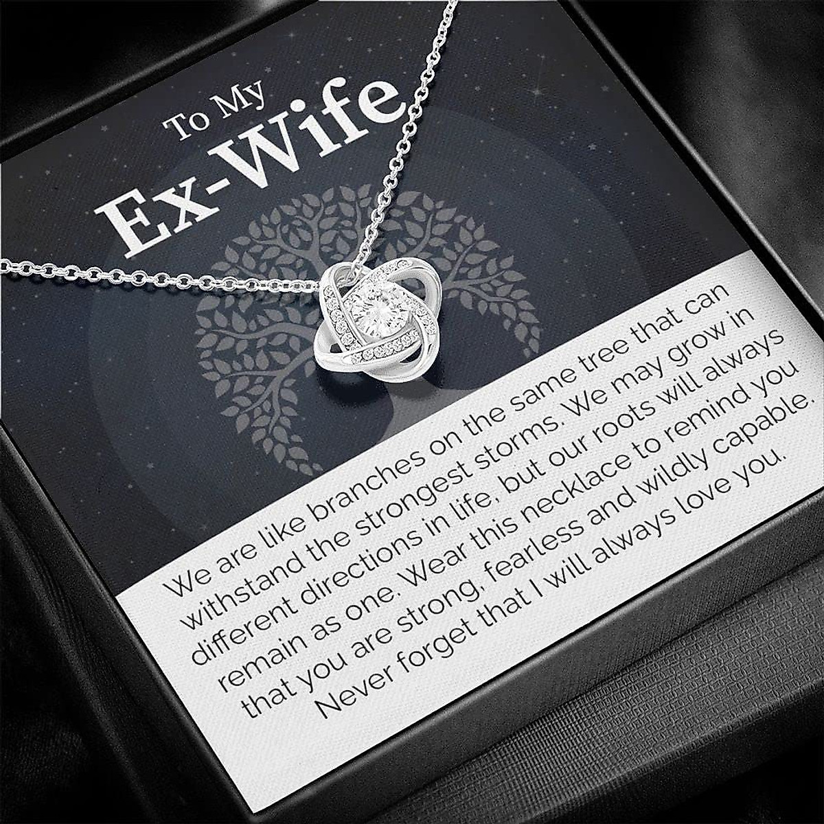 Jewelayer To My Ex-Wife Necklace, Beautiful Best Ex Wife Jewelry Gift On Her Anniversary/Birth Day Or Christmas Day From Ex Husband, Love Knot Necklace Funny Ex-Wife Jewelry Gift, Surprise Gift Idea