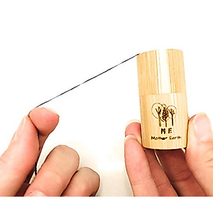 Vegan Biodegradable Bamboo Charcoal Dental Floss with Refillable Bamboo Container | Free Refill | Natural Candelilla Wax | 55yds x2 | Peppermint Essential Oil | Eco Friendly | Zero Waste Oral Care