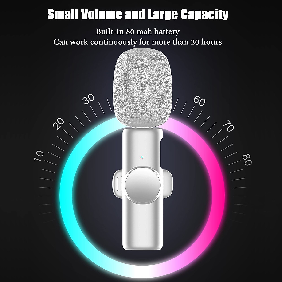 Oakaylif Wireless Microphones, Lavalier Microphone for Smartphone Plug-Play Recording Microphones Automatic Noise Reduction for Smartphone, Laptop, Vlog, Tiktok, Facebook, YouTube - White