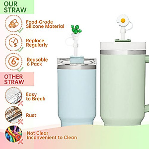 5 PCS for Stanley Cup Accessory,2 Reusable Replacement Silicone Straws Clear 40 oz 30 Tumbler,2 Straw Tip Covers and 1 Protective Boot,Multicolor