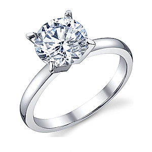 2 Carat Round Brilliant Cubic Zirconia CZ Sterling Silver 925 Wedding Engagement Ring Size 7