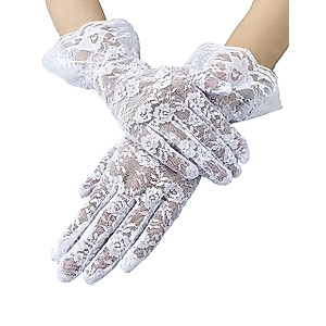 Gionforsy Fascinators Hats for Women Feather Kentucky Derby Hats with Pearl Necklaces Lace Gloves Wedding Veil Hat (US, Alpha, One Size, White)