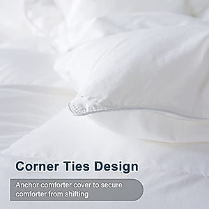 WhatsBedding Feather Down Comforter California King- All Season Luxurious Hotel Collection Bed Comforter - 100% Cotton Cover Medium Warmth Duvet Insert with Corner Tabs - 104x96 Inch