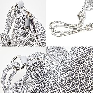 Women's Rhinestones Purses Silver Evening Bag Crystal Clutch Wedding Party Sparkly Hobo Bags for Women (silver)