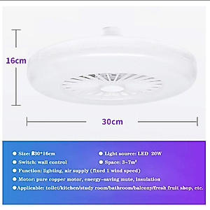 YUEGOO Ventiladores De Techo con Lámparas, Ventilador Moderno Lámpara De Techo De 20 W Ventilador De Techo con Iluminación Led Creativa De Ventiladores De Techo Tranquilo Invisible Luz Para la Sala De