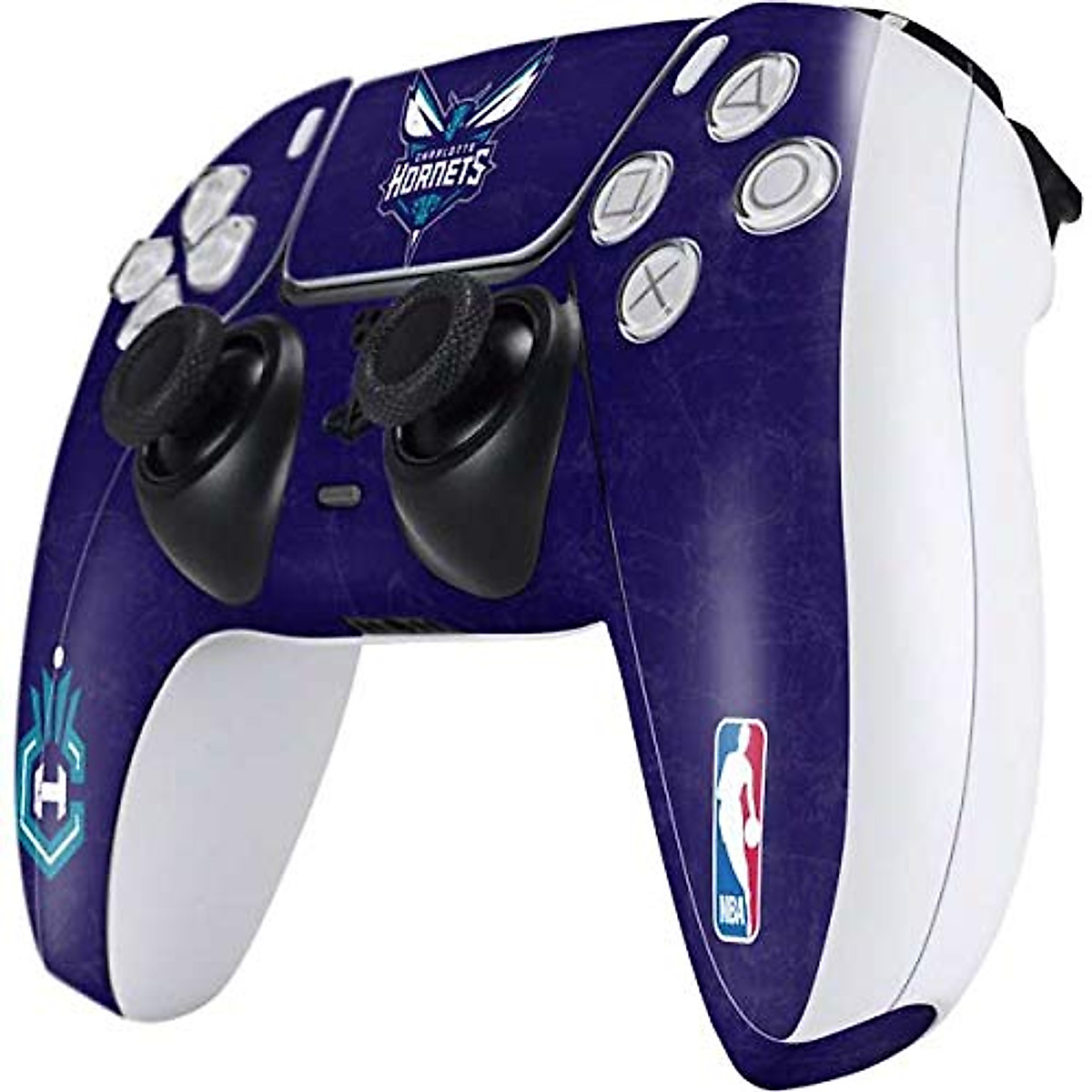 Skinit Decal Gaming Skin Compatible with PS5 Controller - Officially Licensed NBA Charlotte Hornets Distressed-Purple Design