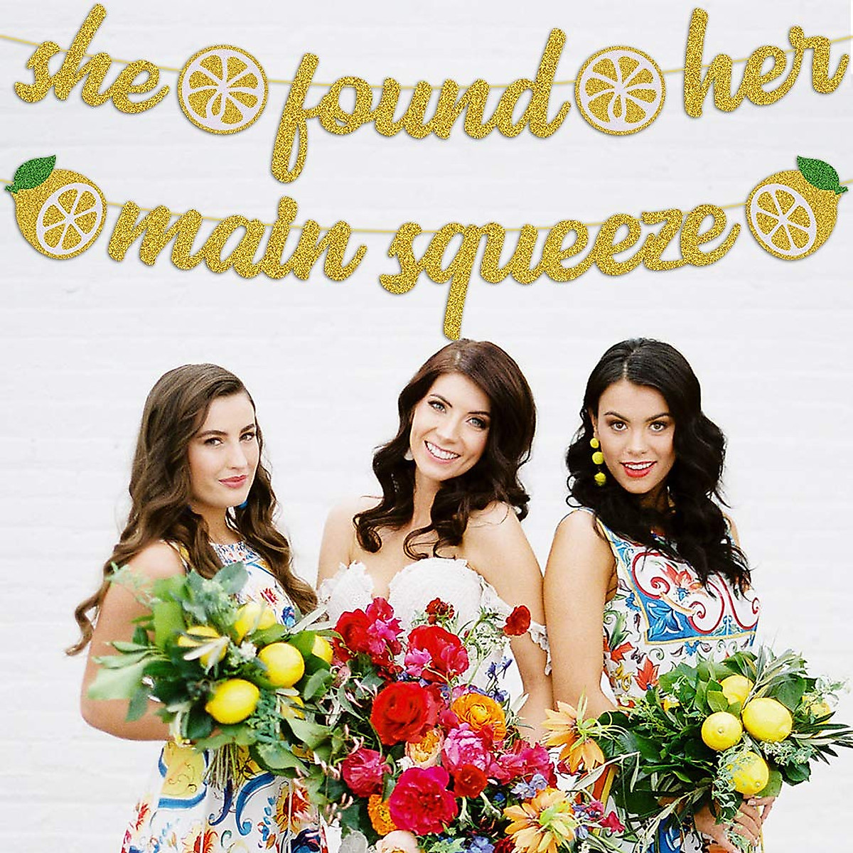 She Found Her Main Squeeze Bridal Shower Decorations for Lemon Citrus Lemonade Theme Bride to Be Bachelorette Wedding Engagement Final Fiesta Hen Party Supplies Gold Glitter Decor