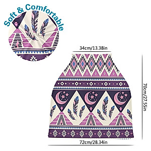 Nursing Cover Breastfeeding Scarf Purple Tribal Striped Aztec Geometric Print Baby Car Seat Covers Soft Breathable Infant Carseat Canopy Stroller Cover for Boys Girls