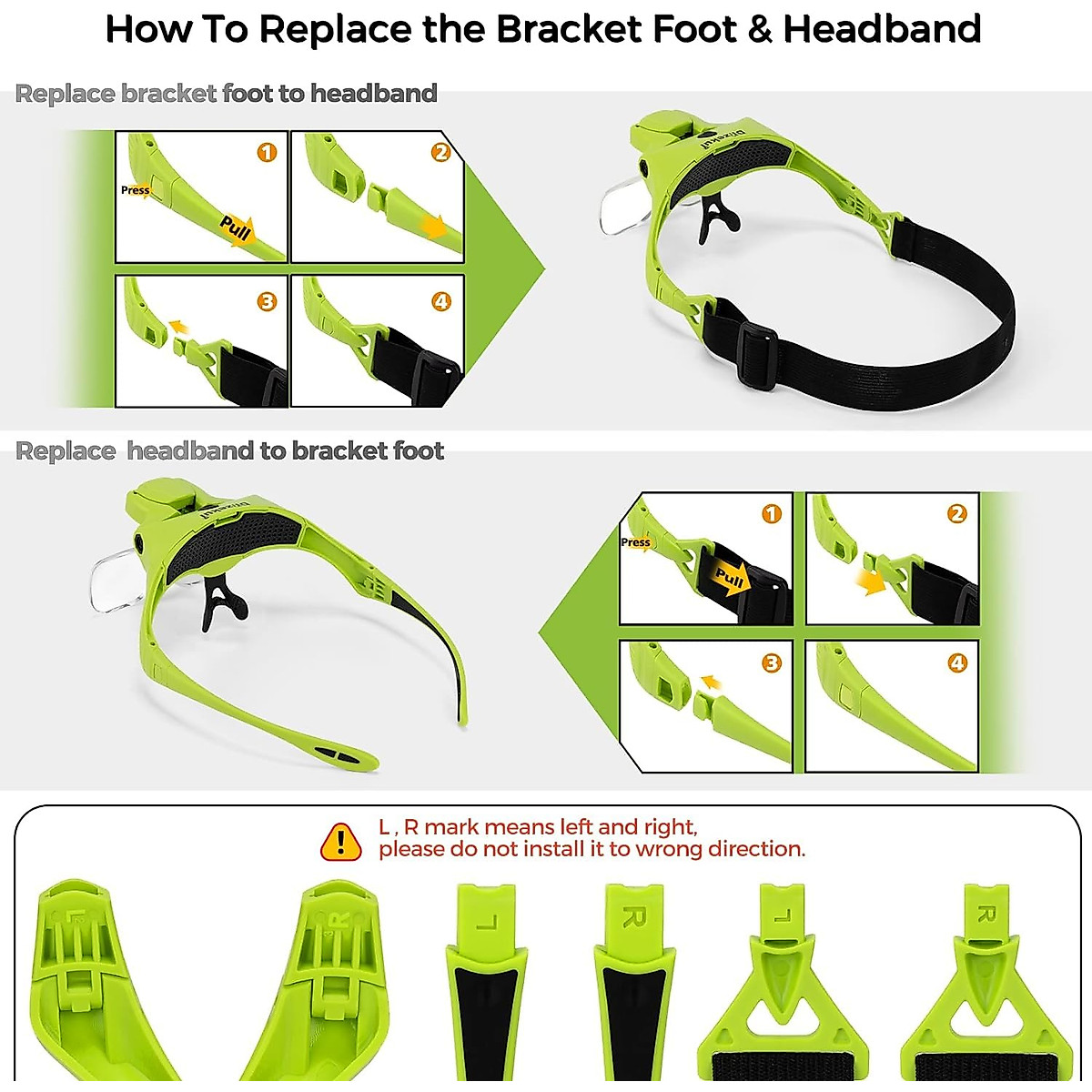 Dilzekui 1X to 3.5X Magnifying Glasses with Light, Rechargeable Magnifying Glass with Carry Case, Detachable 5 Lenses, Headband Magnifier Magnifying Headset for Close Work Jewelry Crafts Hobby