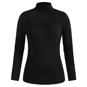 Hanna Nikole Plus Size Black Turtleneck for Women Fitted Ultra-Soft Pullover Slim Stretchy Mock Neck Shirt Tops 22W