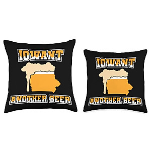 Iowa State Map USA Flag Beer Drinking Fun Funny Beer Distressed Iowa State Map Throw Pillow, 16x16, Multicolor