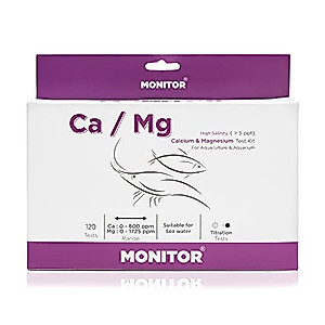 Monitor Calcium/Magnesium HIGH Salinity (Salinity > 5 PPT) Test KIT (120 Tests) - Monitor Aquarium and aquaculture Water Quality