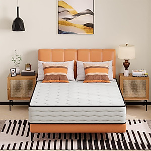PayLessHere 10 Inch Innerspring Full Mattress Medium Firm Hybrid Mattress with Removable Cover CertiPUR-US Certified Bed-in-a-Box Pressure Relief Foam Mattress,White
