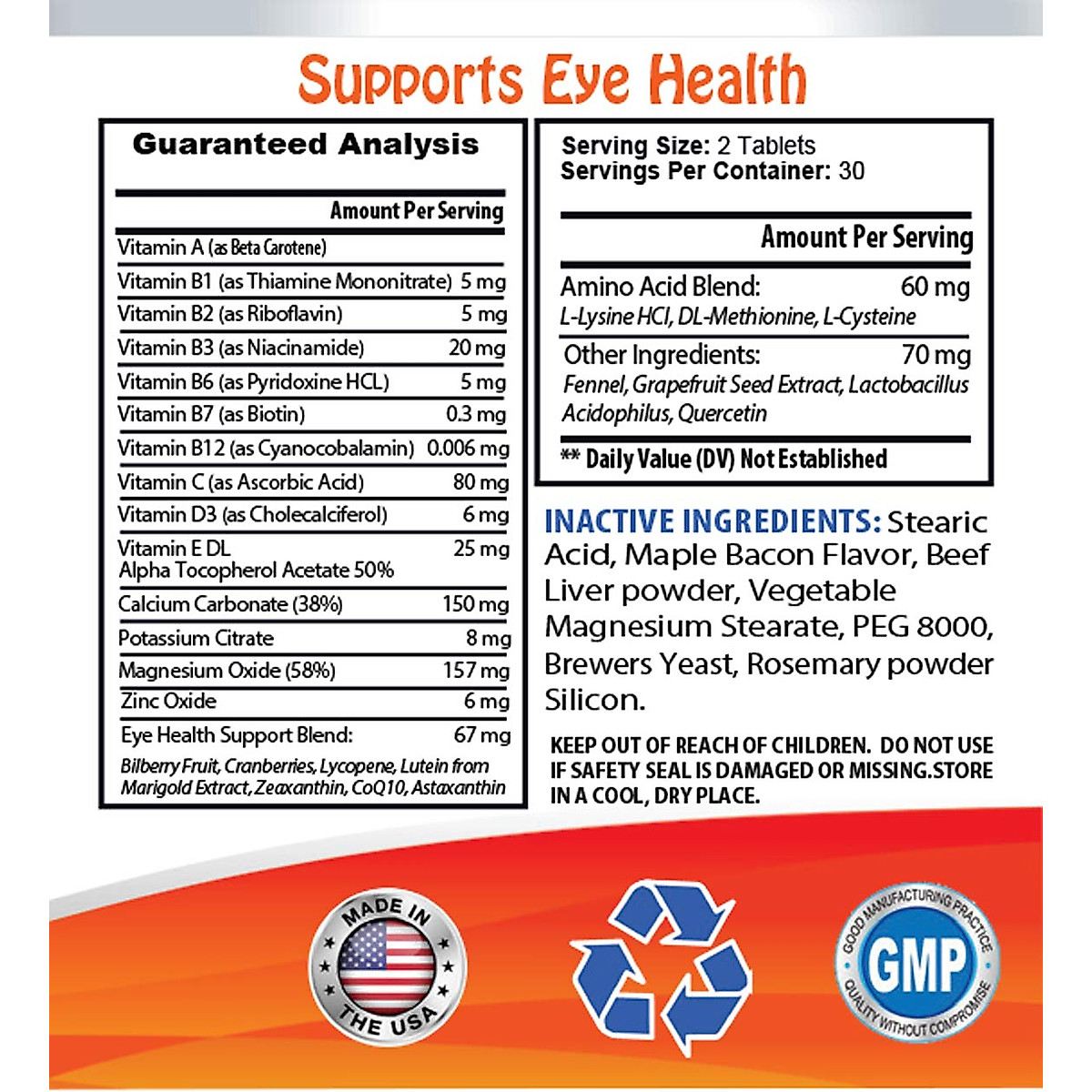 MY LUCKY PETS LLC Vision Bites for Dogs - Dog Eye Health - Advanced Formula - Benefits Vision - Immune Support - Dog Vitamin Soft chew - 1 Bottle (60 Treats)