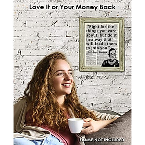 Inspirational Ruth Bader Ginsburg Wall Art "Fight for Things" 8x10 RBG Poster, RBG Wall Art & Motivational Wall Art, Positive Affirmations Wall Decor for Bedroom & Office Decor for Men &Women