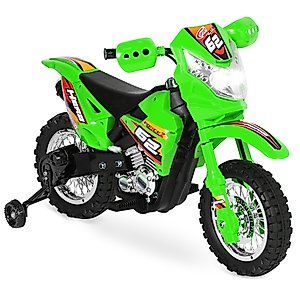 Best Choice Products Kids 6V Ride On Motorcycle w/Treaded Tires, Working Headlights, 2mph Top Speed, Training Wheels, Realistic Sounds, Music, Battery Charger - Green