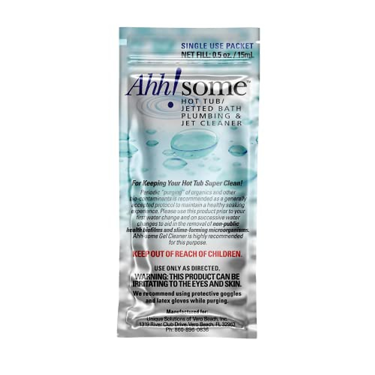 Ahh-Some - Hot Tub Cleaner Sachet | Clean Pipes & Jets Gunk Build Up | Clear & Soften Water for Hot Tub, Jetted Tub, Swim Spa | Top Clarifier Up to 450 Gallons of Water (One Time Use Only)