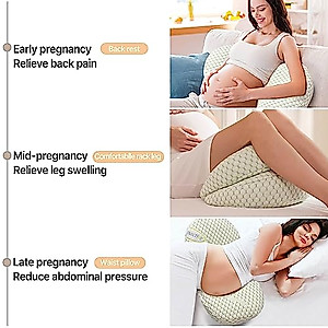 Pregnancy Pillows for Sleeping-Removable and Adjustable Double Wedge Pregnancy Pillow-Maternity Pillow for Pregnant Women Supporting Back, Waist & Belly (Probiotics Green)