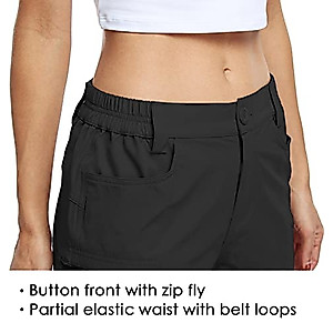 Willit Women's Shorts Hiking Cargo Golf Shorts Outdoor Summer Shorts with Pockets Water Resistant Black M