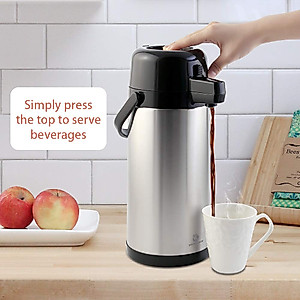 Airpot Coffee Carafe - TOMAKEIT 3L(102 Oz) Airpot Beverage Dispenser Insulated Stainless Steel Large Coffee Thermal - Pump Action Airpot for Hot/Cold Water