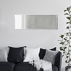 Dewfig Wall-Mounted Mirror,29"*10",Floor Mirror Full Length Hanging Wall Mirror for Bedroom,Full Body Mirror, Rectangle Shape,Metal Frame,Silver