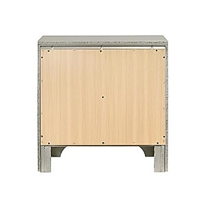 Pemberly Row 2-Drawer Contemporary Wood Nightstand Metallic Silver