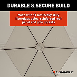 Lippert Picnic Popup Gazebo Tent for Camping, Patios and Easy Outdoor Shelter - 12' x 12', Brown