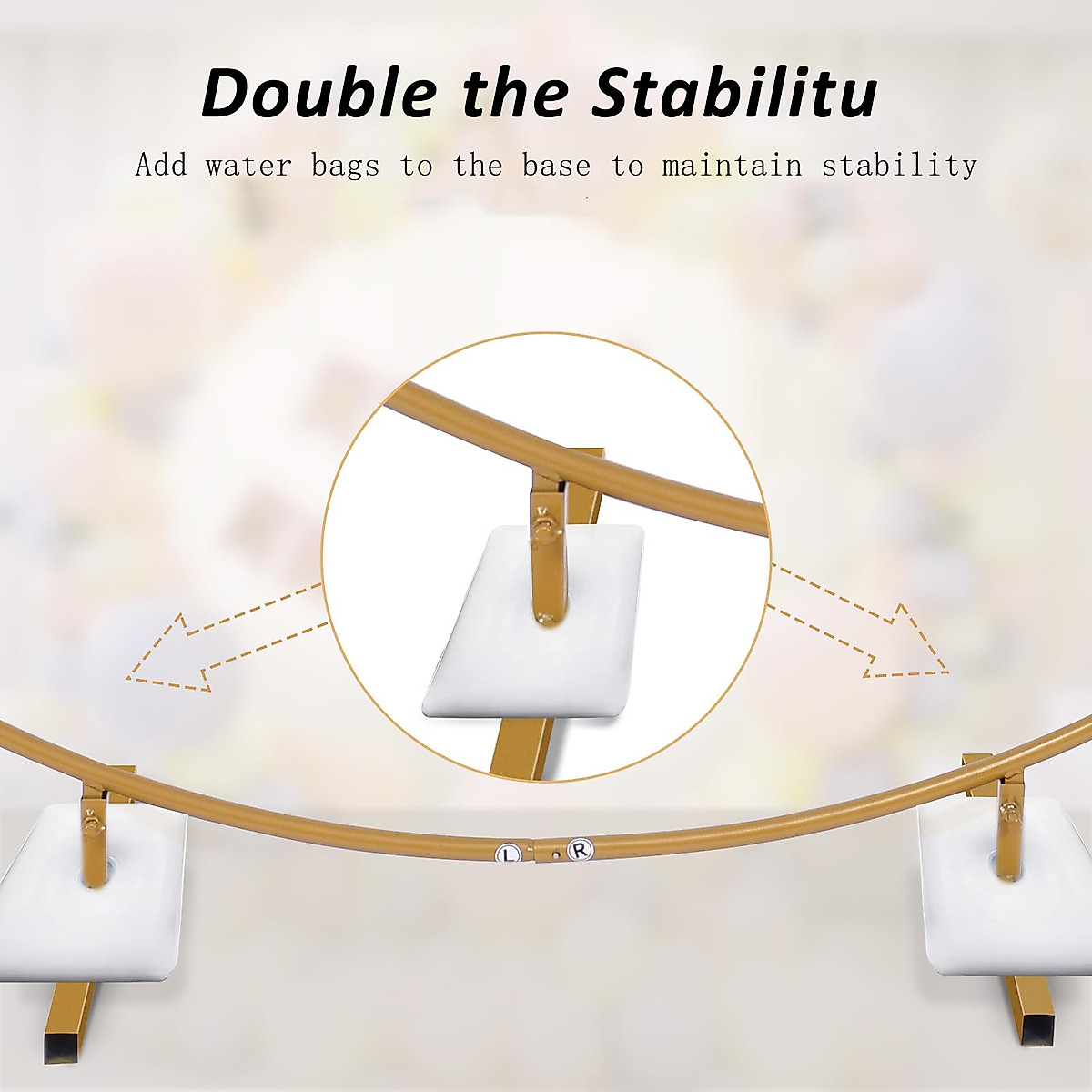 6.6Ft Round Balloon Arch Stand Kit Wedding Arches For Ceremony Circle Backdrop Stand For Parties Wedding Birthday Decoration With Two Water Bags (Gold)