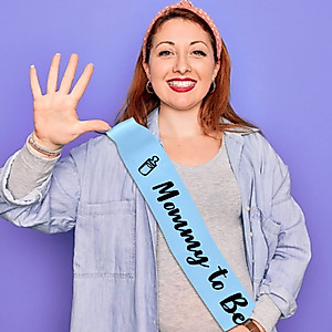 Baby Shower Sash for Boy - 'Mommy to Be' Sash With Beautiful Blue Ribbon and Black Foil Text - Ideal Gender Reveal, Baby Shower, Welcome Baby, Mom to Be or Baby Sprinkle Gift, mommy to be sash, mom to