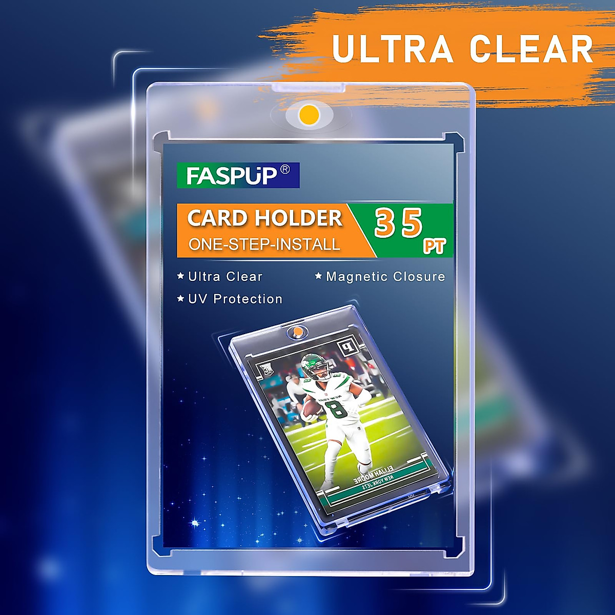 50 Pack Magnetic Card Holders for Trading Cards, One Touch Magnetic Card Holder 35pt, Baseball Card Holder Hard Plastic Card Cases for Baseball Card Sports Cards