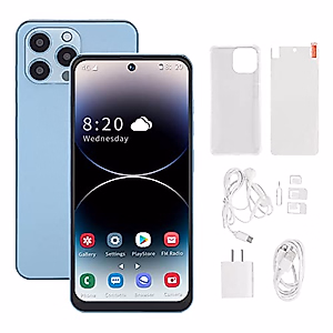 Bewinner I14 Pro Max Unlocked Cellphone, 6.7 Inch HD Screen, 4GB RAM 128GB ROM, Dual SIM Card 4G Smartphone, Face Unlock Phone for Android 12 4000mAh Battery Blue