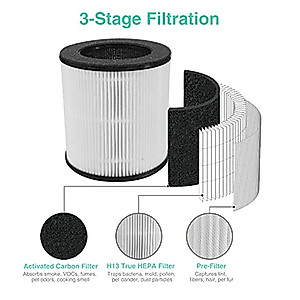 Tailulu Air Purifier Replacement Filter for D09 Air Cleaner, 3-in-1 True H13 HEPA Filter, High-Efficiency Activated Filter, 1 Pack