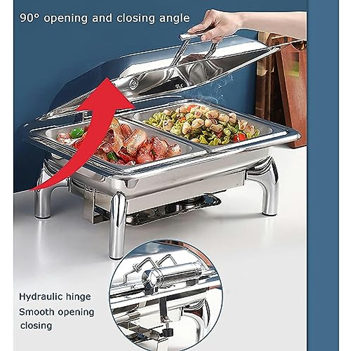 Catering Food Warmers, Chafing Dish Buffet Servers and Warmers Stainless Steel Chafer with Food Warming Tray Perfect for Keeps Buffet Food Warm 9l 400w Banquet Party Food Warming (B)