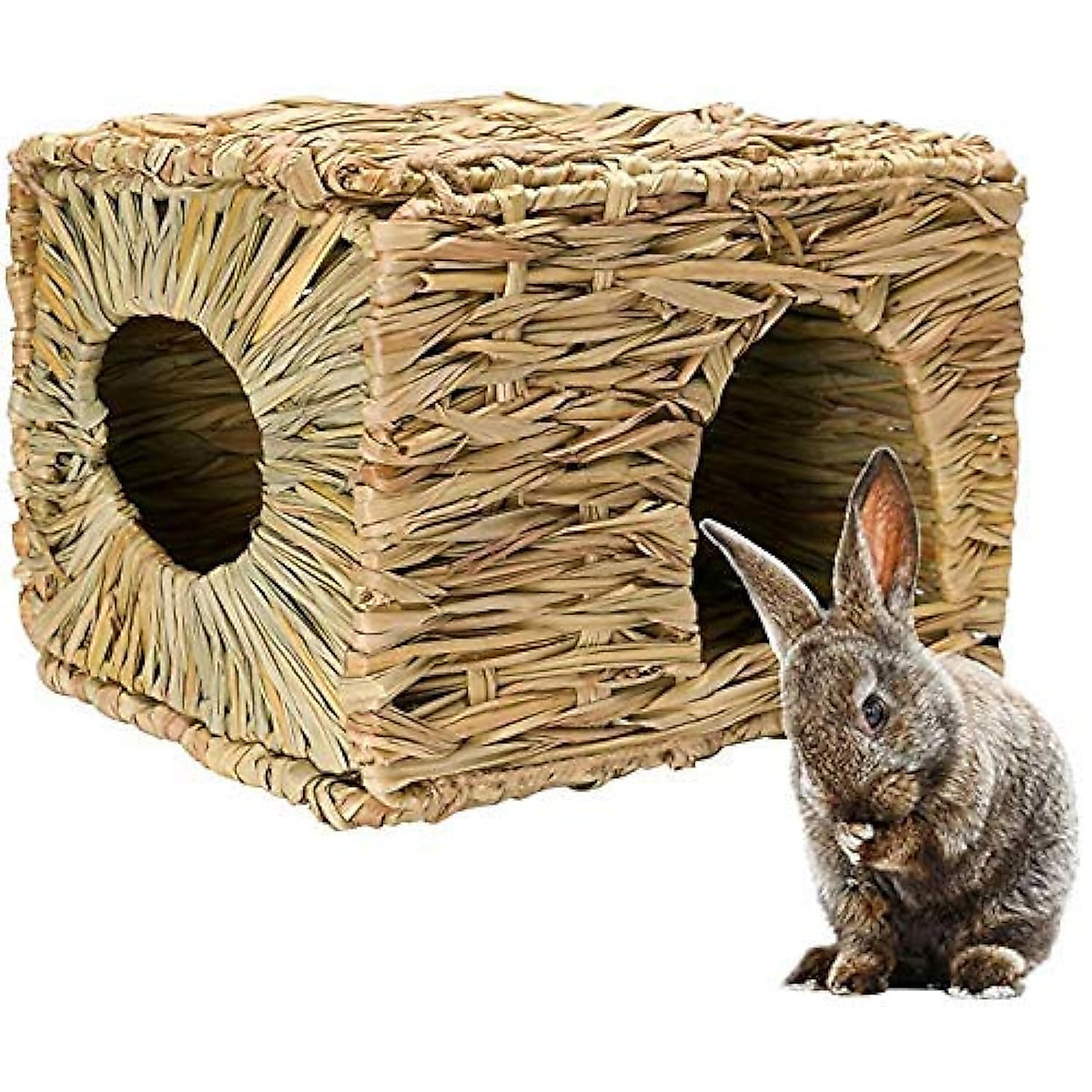 MODEMODE Natural Seagrass Mat Bed Hideaway Toy, Hand Woven for Rabbit Guinea Pig Chinchilla Ferret