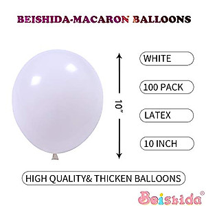 BEISHIDA 100 Pack 10 Inch Thicken Light White Balloons,Large Macaron White Latex Helium Balloons for Birthday Wedding Reception Bridal Shower Party Decorations Supplies