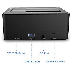 ikuai SATA to USB 3.0 Dual Bay Hard Drive Dock for 2.5"/3.5" SATA HDD SSD with Micro SD Card Reader 2 USB 3.0 Port, Offline Clone Function External Hard Drive Docking Station, 2X20TB and UASP Support