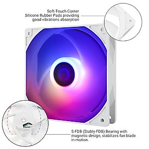 Thermalright TL-C12CW-S X3 CPU Fan 120mm White ARGB Case Cooler Fan, up to 1550RPM Cooling Fan，4pin PWM Silent Computer Fan with S-FDB Bearing Included
