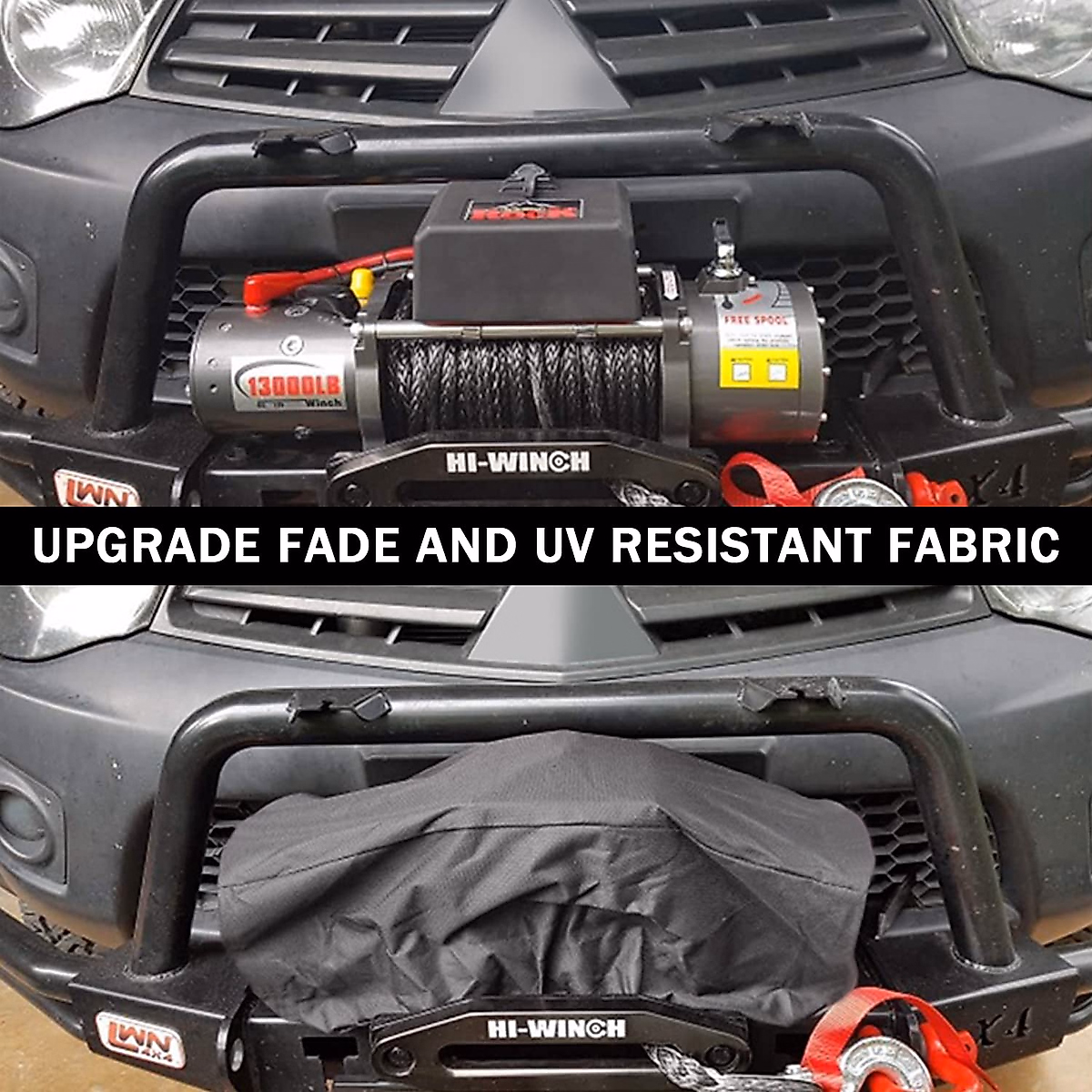 1PCS Winch Cover, Protect Your Winch from Dust and Water with Heavy-Duty Waterproof Cover, Ideal for Electric Winches 8500-17500 lbs, Indoor/Outdoor Use - Black, 21.5” x 9.5” x 7.5