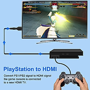 PS2 to HDMI Converter Adapter Video Converter PS2 to HDMI Adapter Cable 1m/3.2ft for HDTV HDMI Monitor Supports All PS2 Display Modes
