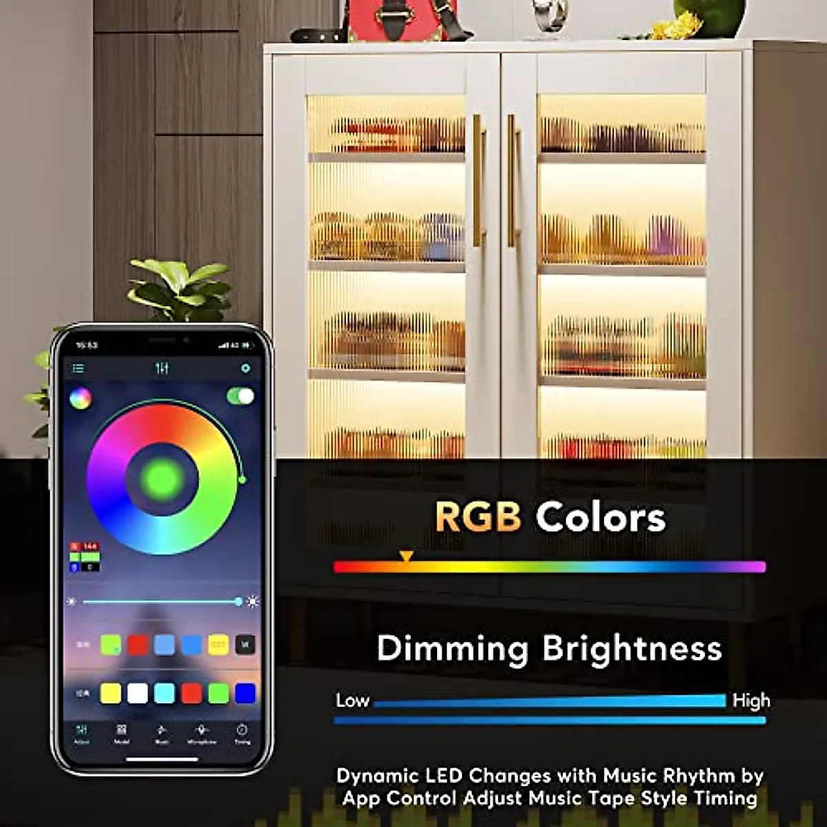 Tribesigns Shoe Cabinet with Acrylic Doors and LED Light, 24 Pairs Entryway Shoe Organizer Storage Rack with 5-Tier Adjustable Shelves for Narrow Closet, Hallway, Living Room (White & Gold)