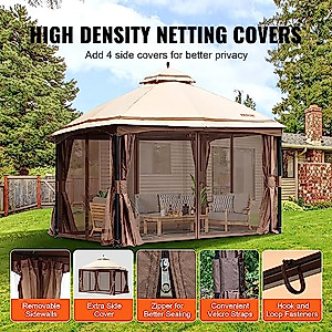 VEVOR Patio Gazebo for 10-12 Person, 10 x 13 FT Backyard Gazebo, with Mosquito Netting, Metal Frame, and PU Coated 180G Polyester, Outdoor Canopy Shelter for Patio, Backyard, Lawn, Garden, Deck