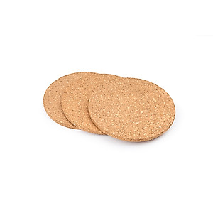 Fox Run Round Cork Trivets Dishes, Pots, Pans and Plants, 7.25" Diameter x 0.5" Thick, Set of 3 Hot Pads,4440