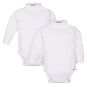 Gerber baby boys 2-pack Long Sleeve Turtleneck Onesies Bodysuits Footie, White, 3T US