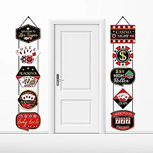 Large Las Vegas Action Sign Cutouts Casino Party Banner Casino Night Party Decorations Welcome Porch Sign for Las Vegas Themed Birthday Baby Shower Decorations 10counts