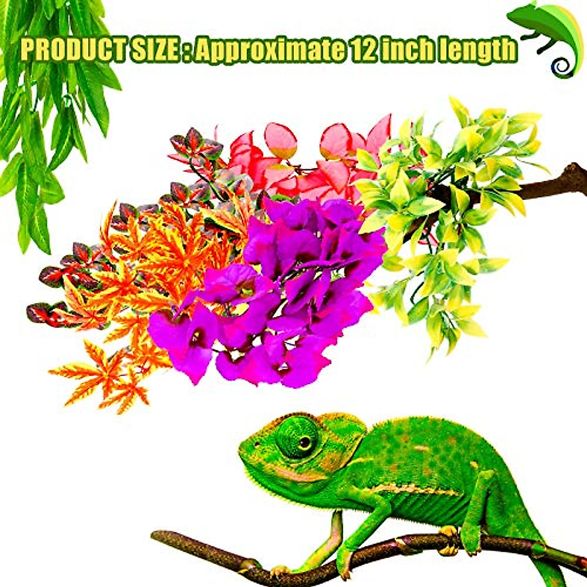 6 Pieces Reptile Plants Artificial Reptiles Terrarium Leaves Plastic Hanging Terrarium Plants Plastic Reptile Habitats Plant Decorations with Suction Cups for Hermit Crab Lizards Geckos Snake