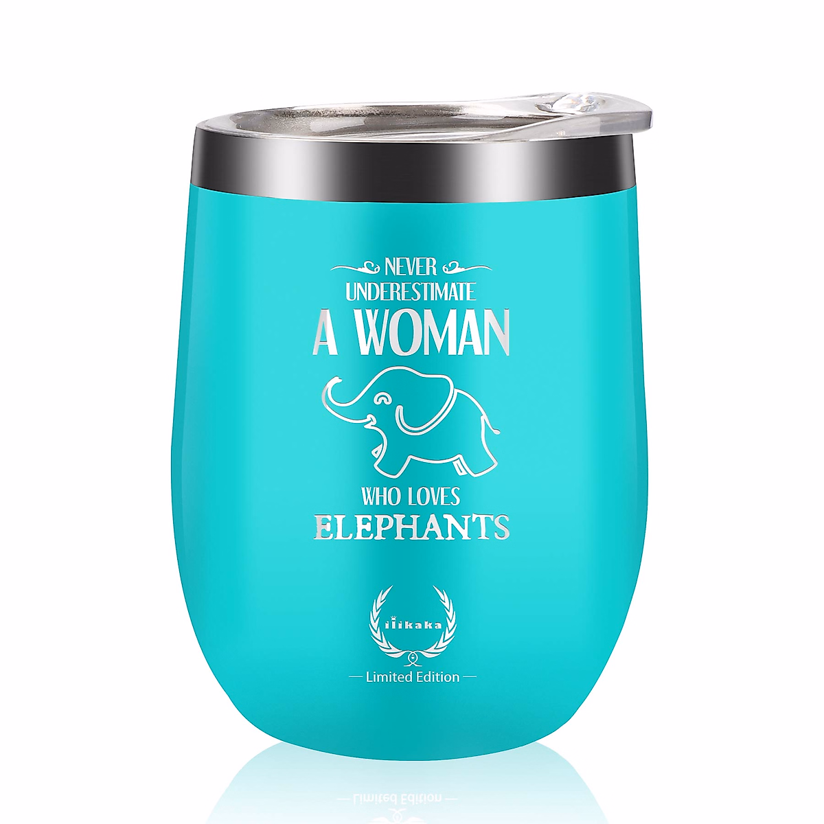 Elephant Gifts for Women-Mothers Day Gifts Unique Birthday Gifts for Her Funny Novelty Wine glass Personalized Present for Girlfriend,Coworkers, Friends Insulated Tumbler 12oz Blue