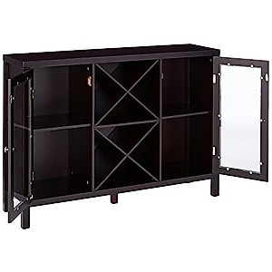 Kings Brand Furniture Wine Rack Bar Cabinet, Kitchen Sideboard and Buffet Table with Storage for Dining, Living Room, Espresso