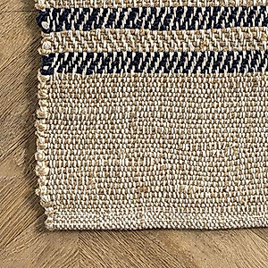 nuLOOM Jackie Hand Loomed Striped Jute and Cotton Area Rug, 10' x 14', Natural