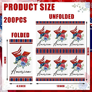 200 Pcs 4th of July Napkins Patriotic Guest Napkins Disposable Paper Napkins 2 Ply America Cocktail Napkins Hand Towel for Election Day Veterans Day Independence Day USA Party (Floral Star)